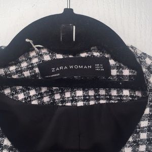 Zara | Jackets & Coats | Zara Checked Blazer With Ruffles On Sleeves ...